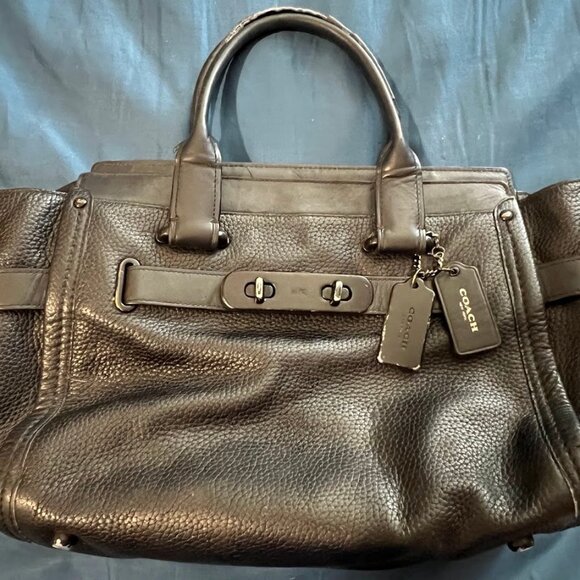 Coach | Bags | Used Coach Swagger Matte Black Pebble Purse | Poshmark